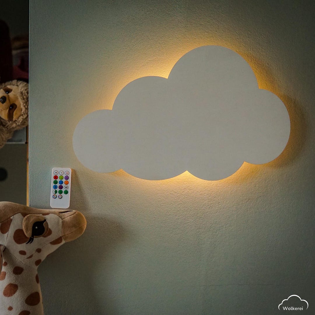 Wireless Dimmable Cloud Lamp | "theo White" Wooden Night Light - Etsy