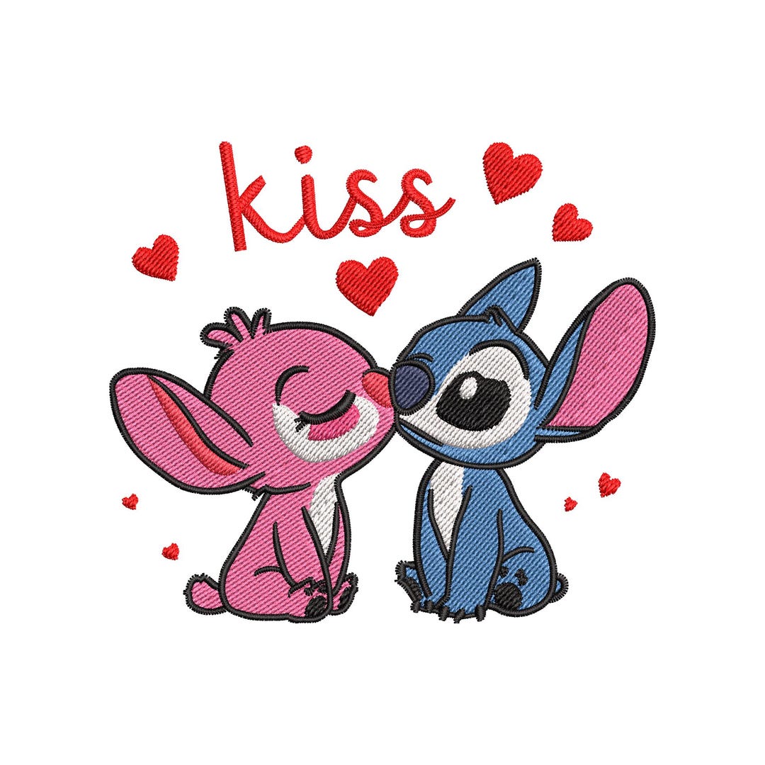 Lilo and Stitch Angel Kiss Embroidery Design, Stitch Embroidery Design ...