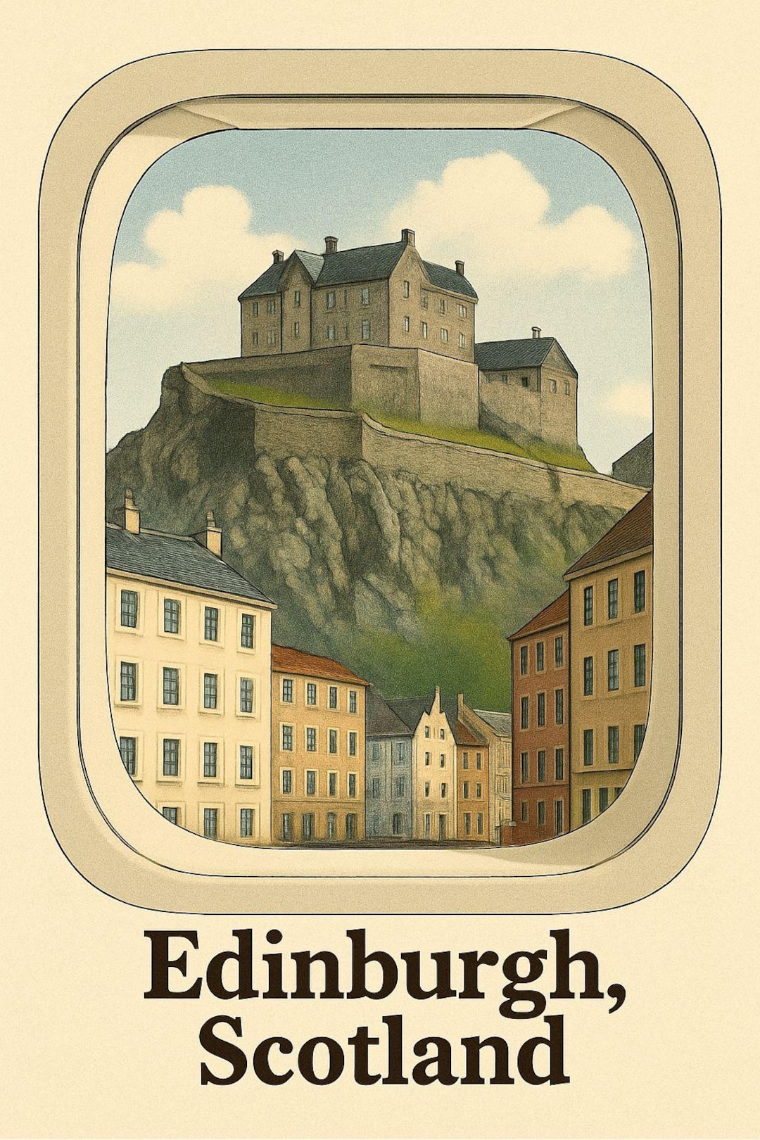Edinburgh Castle PNG: Airplane Window View, Scotland Travel Clipart ...