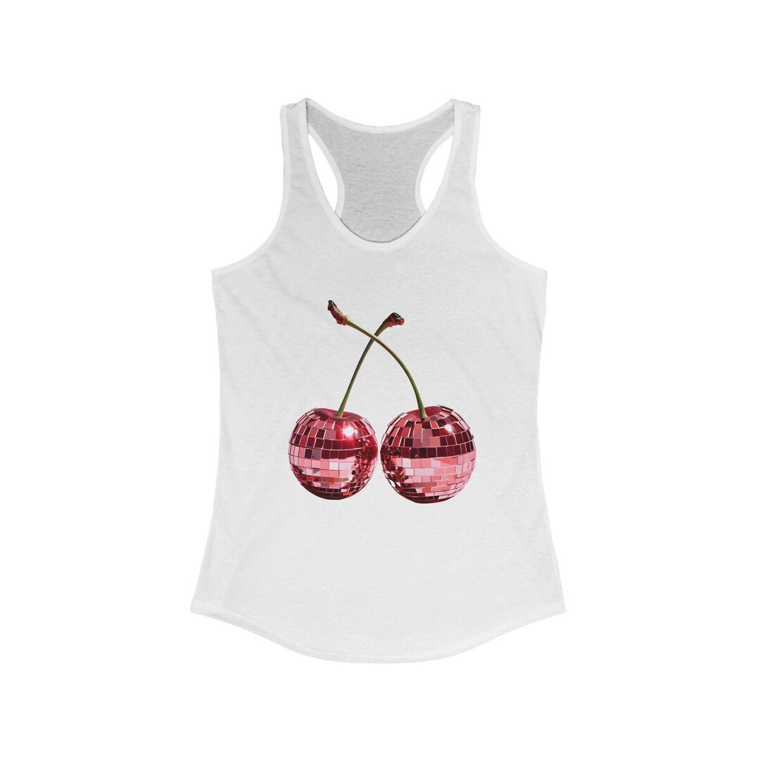 Cherry Tank Top, Disco Ball Cherries Racerback Tank, Fun Cherry Gift ...