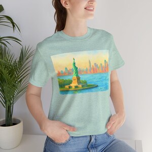 Statue of Liberty Watercolor PNG, NYC Skyline, Hudson River, Digital ...