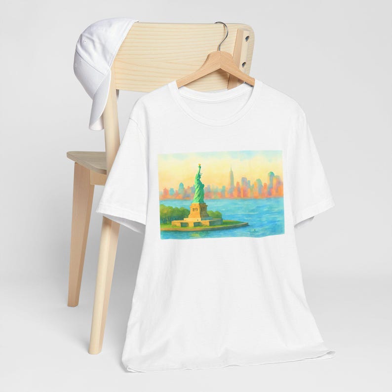 Statue of Liberty Watercolor PNG, NYC Skyline, Hudson River, Digital ...