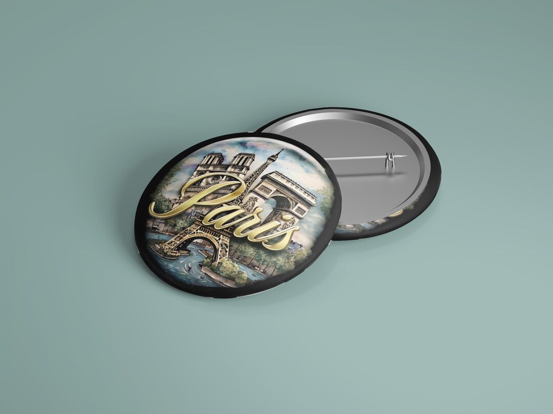 Paris Landmark Button Pin: Eiffel Tower, Notre Dame, Arc De Triomphe - Etsy