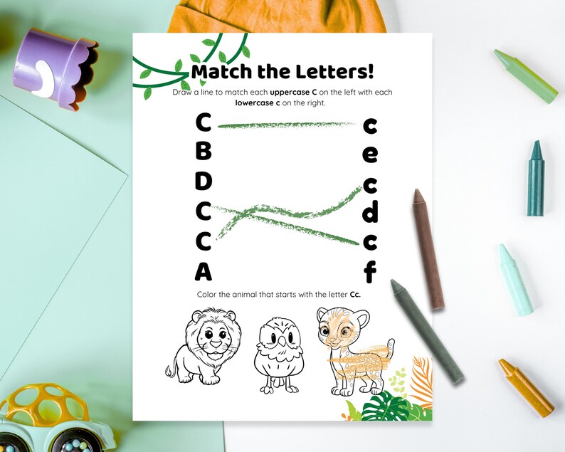 Jungle Alphabet Matching Game: Letter Recognition Printable (PDF ...