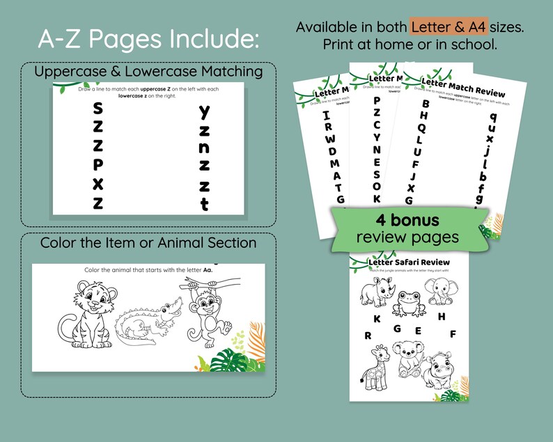 Match the Letter A-Z | Jungle Alphabet Letter Recognition Activity ...