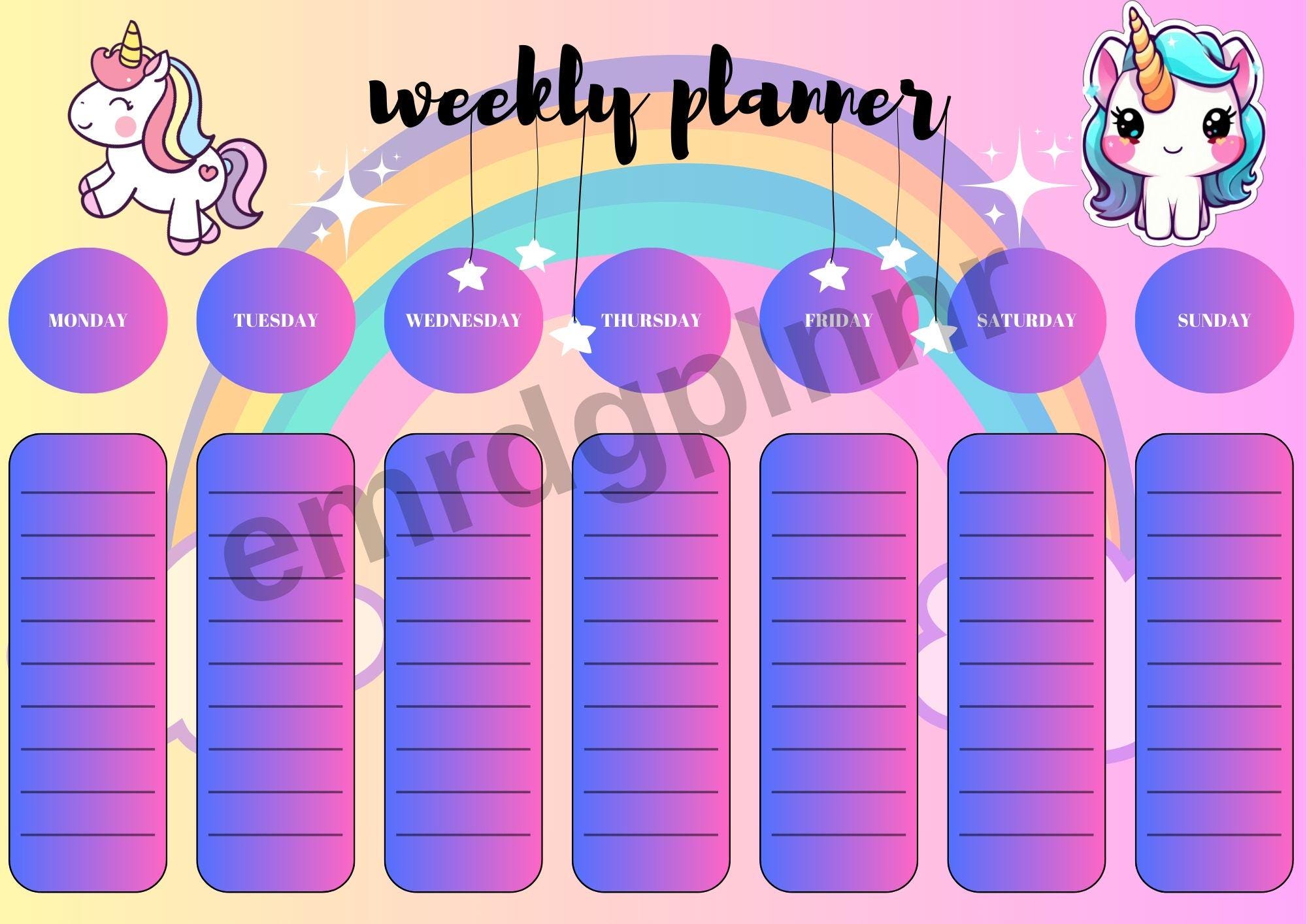 Kids Weekly Schedule Planner - Instant Download for School & Activities ...