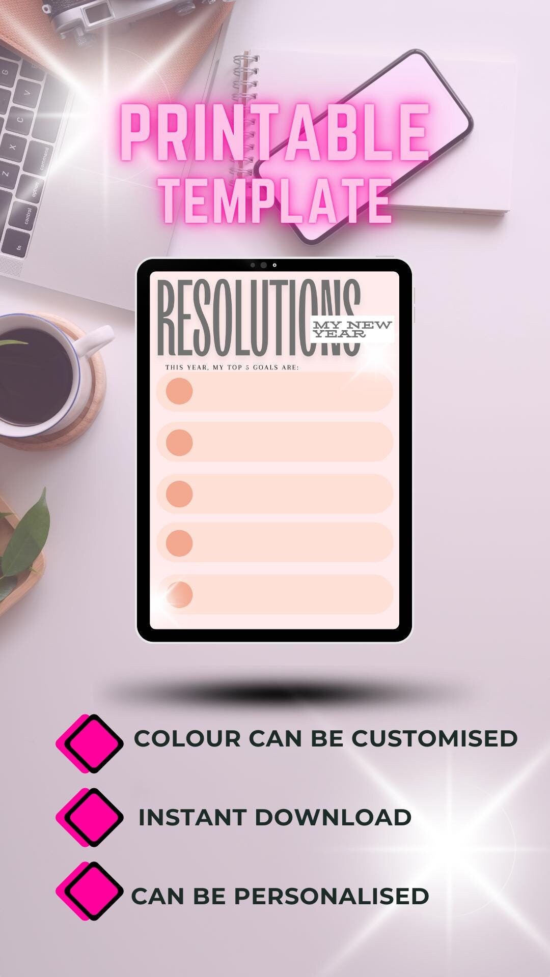 New Year’s Resolution Template 2025 | Printable Goal Planner | Vision ...