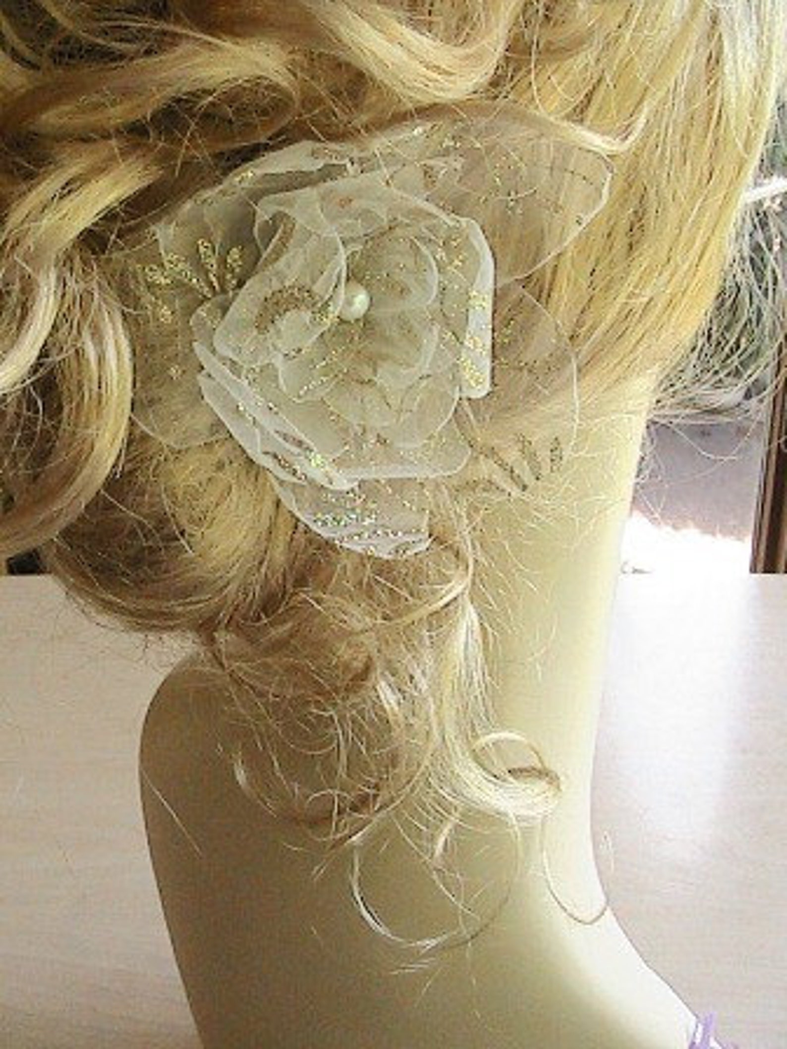 Gold Flower Hair Clip, Gold Organza Hair Clip, Gold Hair Accessories ...