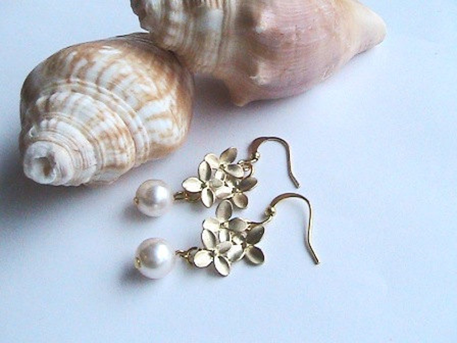 Golden Drop Flower Earrings Gold Flower Earrings Gold Dangle | Etsy