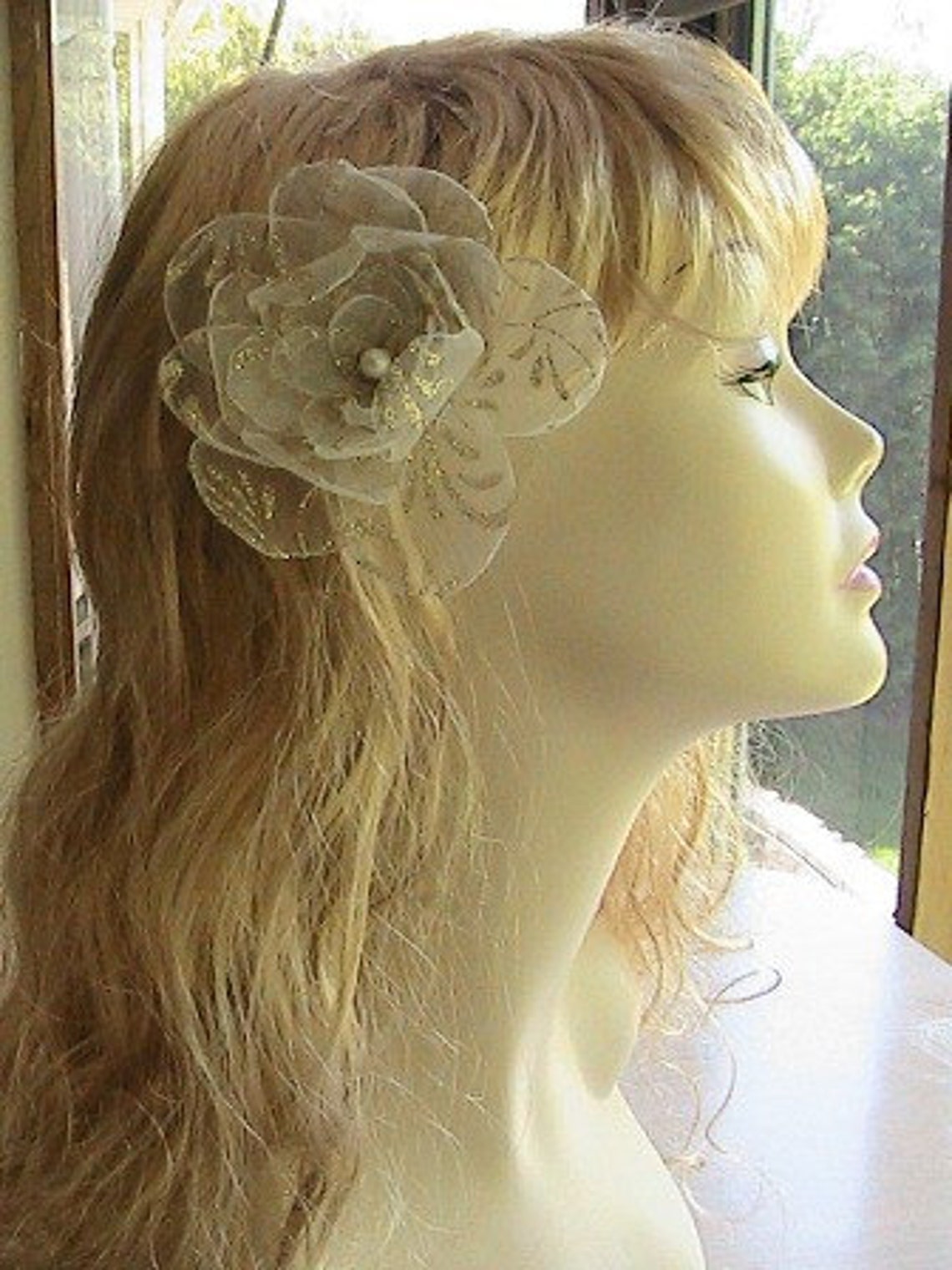 Gold Flower Hair Clip Gold Organza Hair Clip Gold Hair - Etsy