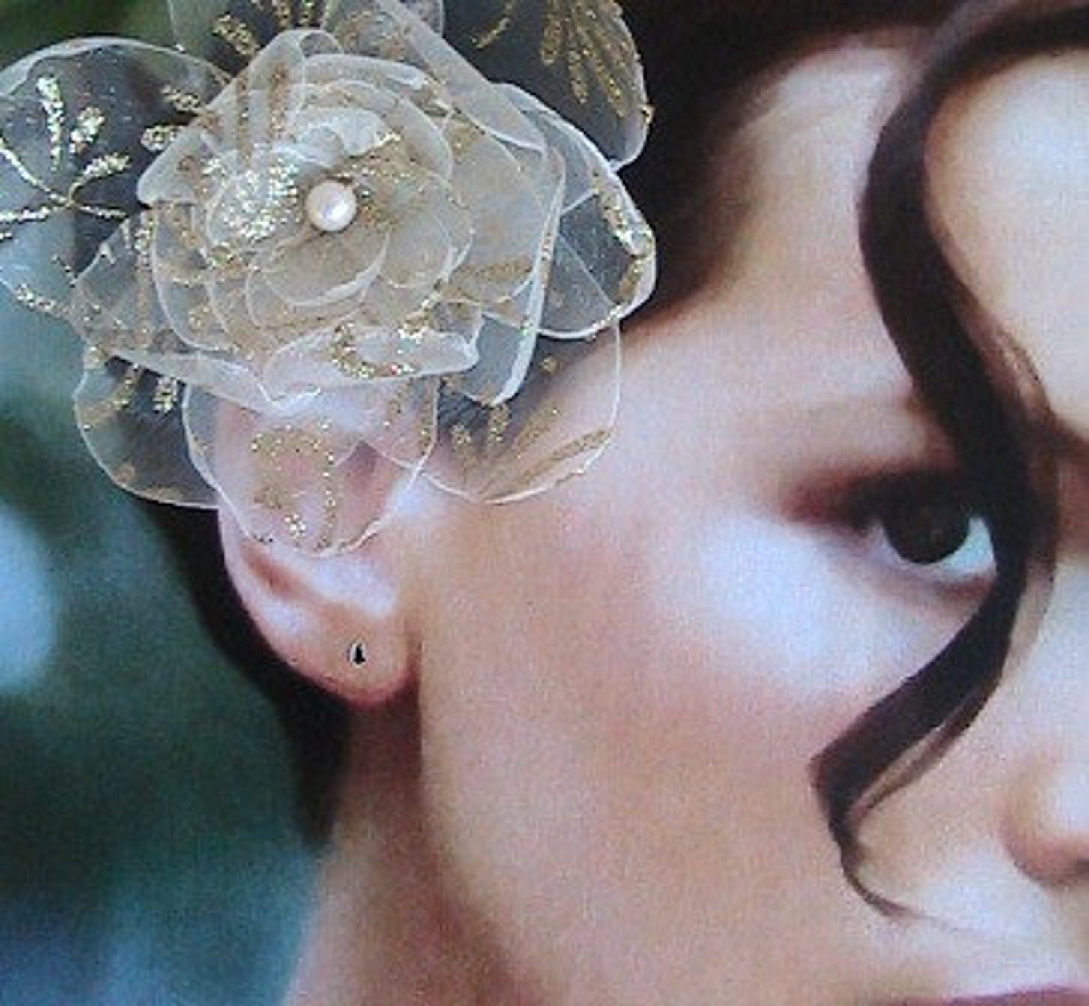 Gold Flower Hair Clip, Gold Organza Hair Clip, Gold Hair Accessories ...
