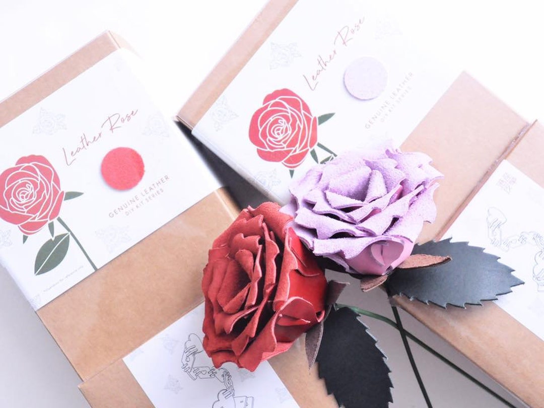 Leatherism Dap-dap-sew Leather Rose DIY Kit With Wooden Stand - Etsy