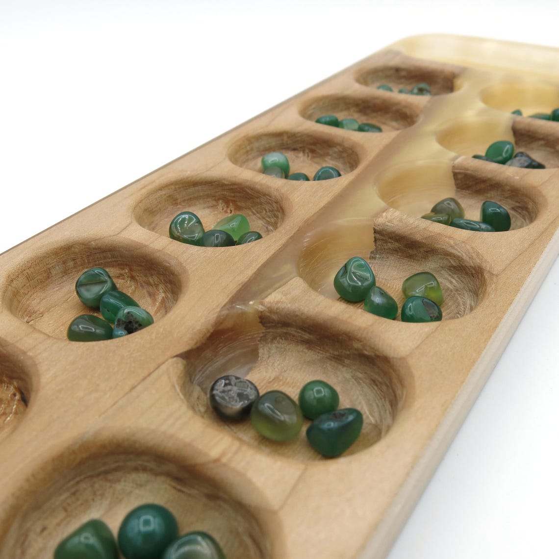 Wooden Custom Epoxy Mancala Board Game Set | CNC Cut Hand Finished ...