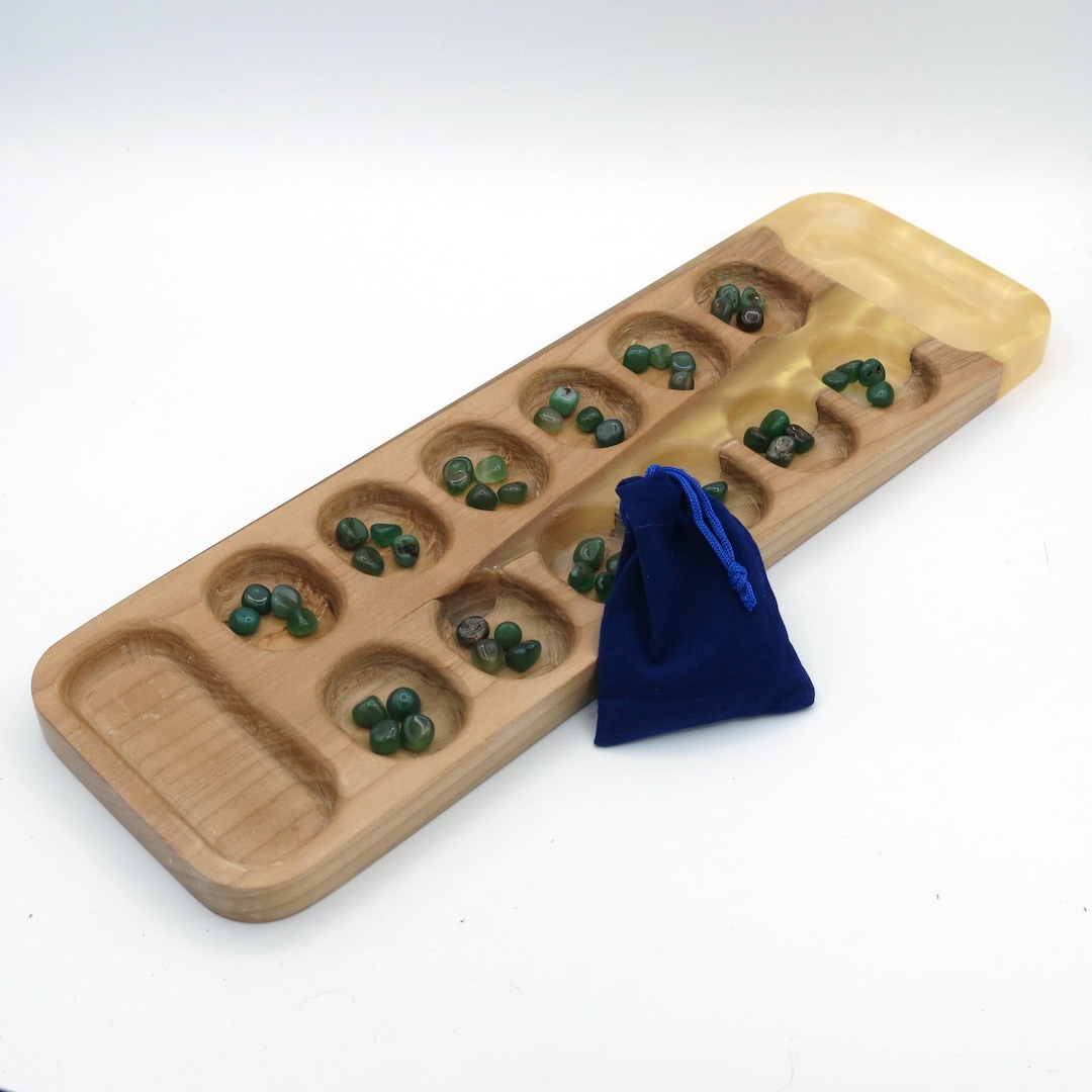 Wooden Custom Epoxy Mancala Board Game Set | CNC Cut Hand Finished ...