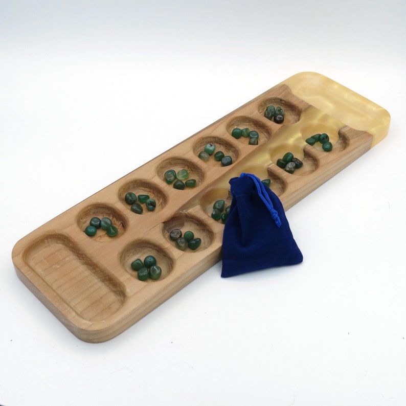 Wooden Custom Epoxy Mancala Board Game Set | CNC Cut Hand Finished ...