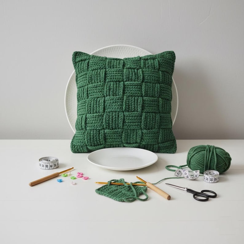Basketweave Stitch Pillow Pattern | Digital Download Cushion Cover ...