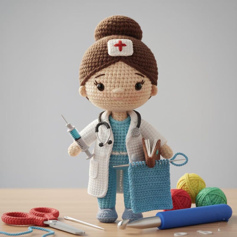 Handmade Crochet Nurse Doll Pattern: Amigurumi Gift (digital Download ...
