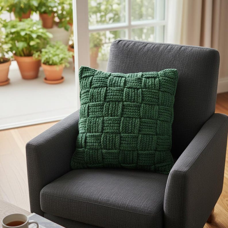Basketweave Stitch Pillow Pattern | Digital Download Cushion Cover ...