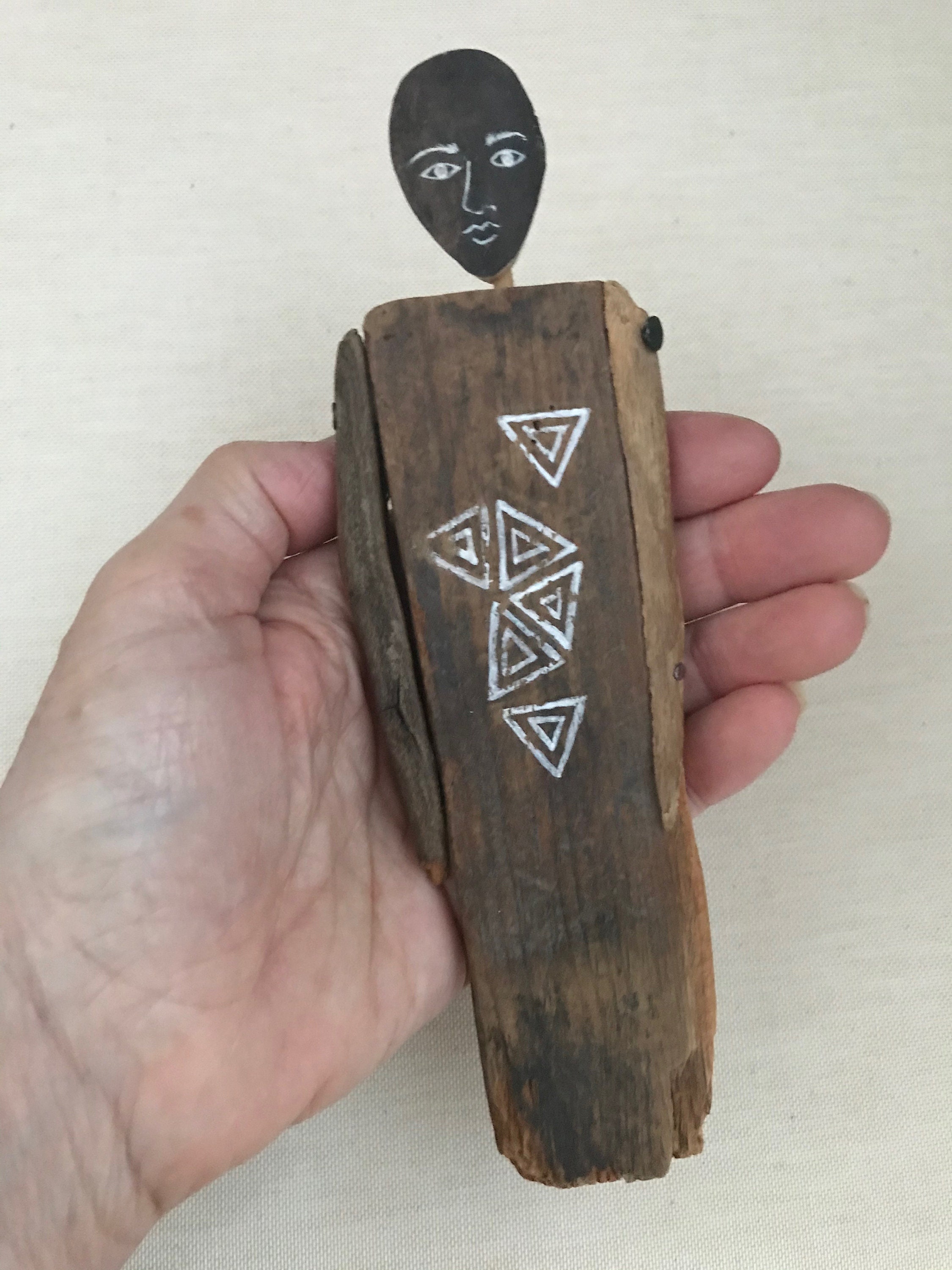 Male Totem for Strength and Unity Carved Painted Hanging Wood Sculpture ...