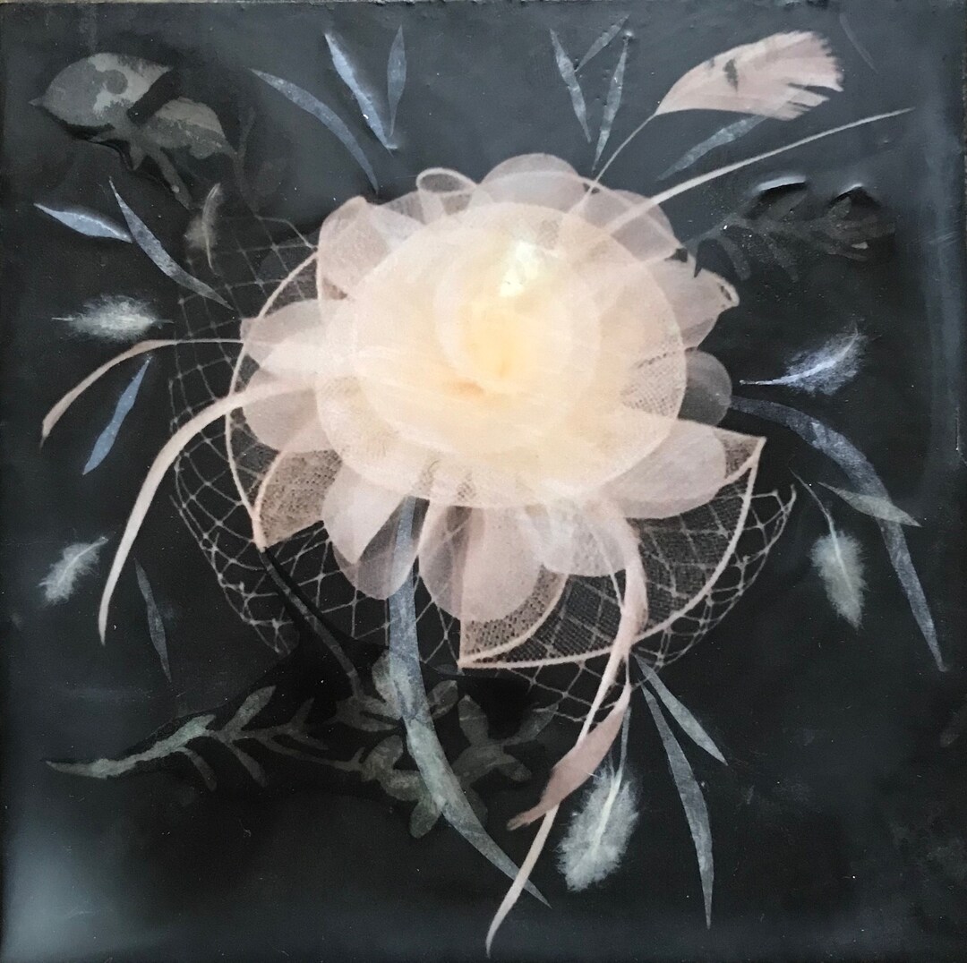 Encaustic Flower Collage – Feather Motif, Small Wall Art - Etsy