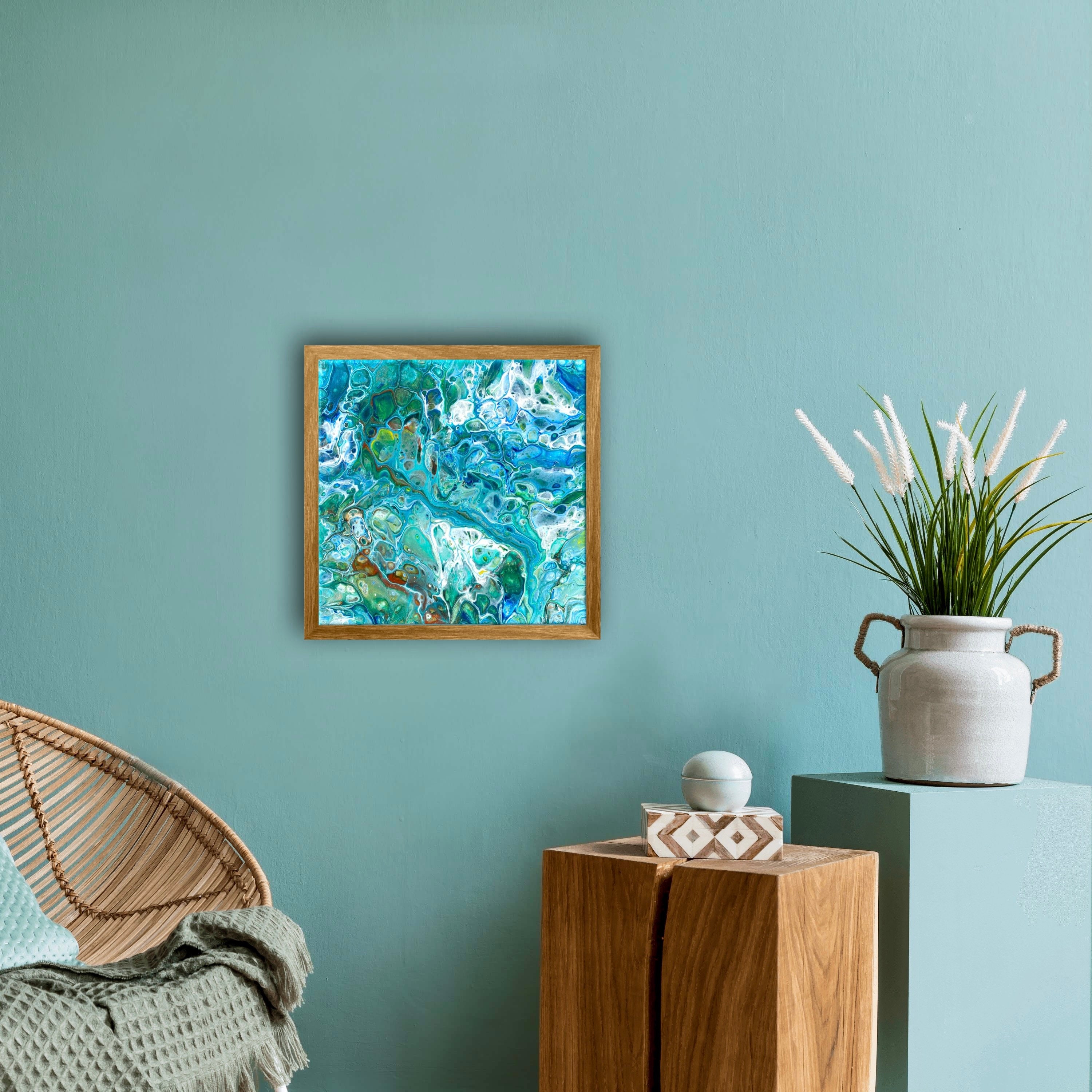 Fluid Wall Art Blue Ocean / Acrylic Abstract Art / Flow - Etsy