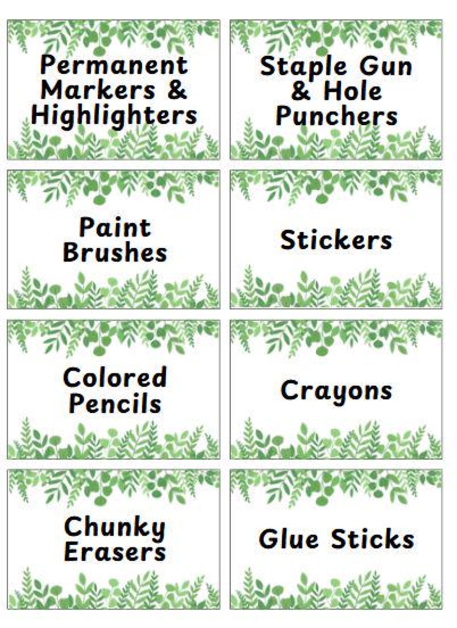 Greenery Labels - Etsy
