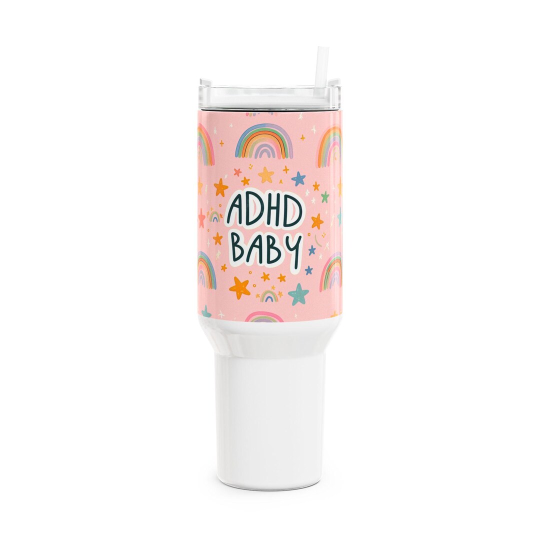 ADHD Mental Health Coffee Tumbler, Personalized Travel Mug, Insulated ...