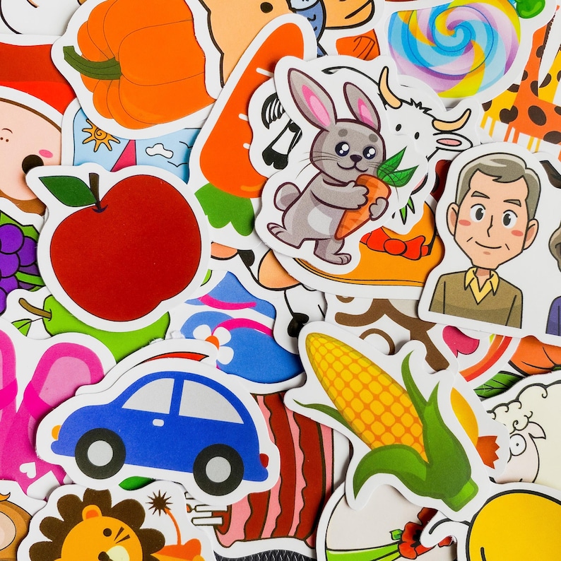50PCS Cartoon Animal Stickers, Lively Kids Stickers, Playful Rainbow ...