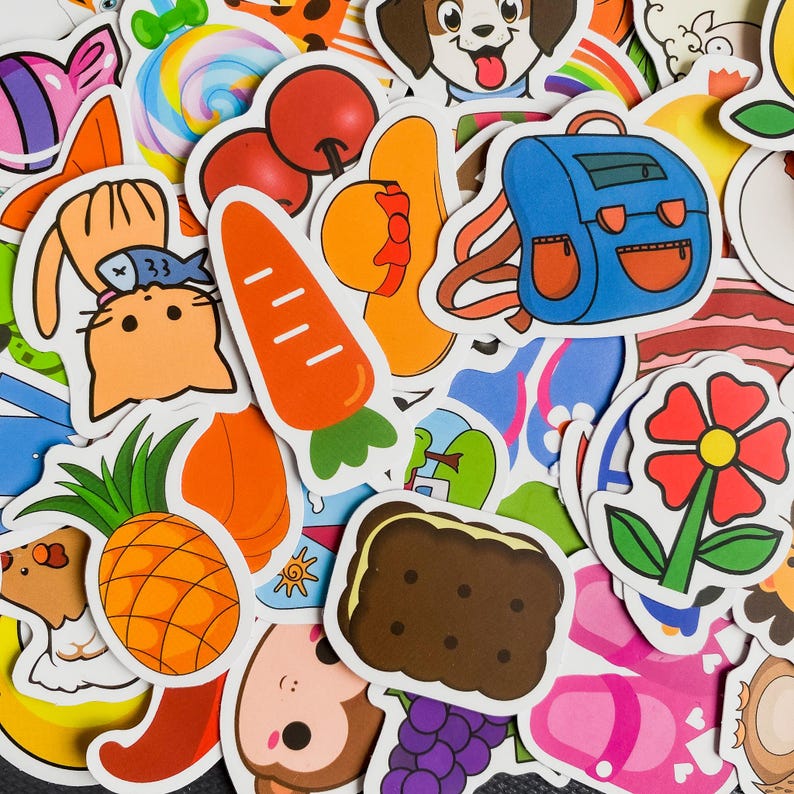 50PCS Cartoon Animal Stickers, Lively Kids Stickers, Playful Rainbow ...