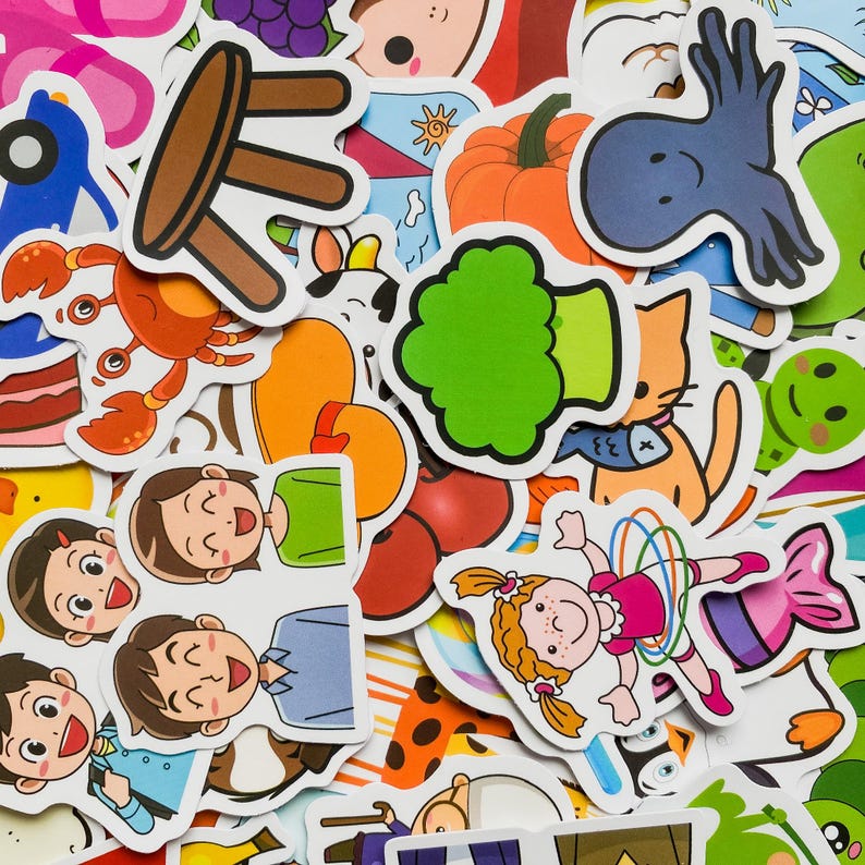 50PCS Cartoon Animal Stickers, Lively Kids Stickers, Playful Rainbow ...