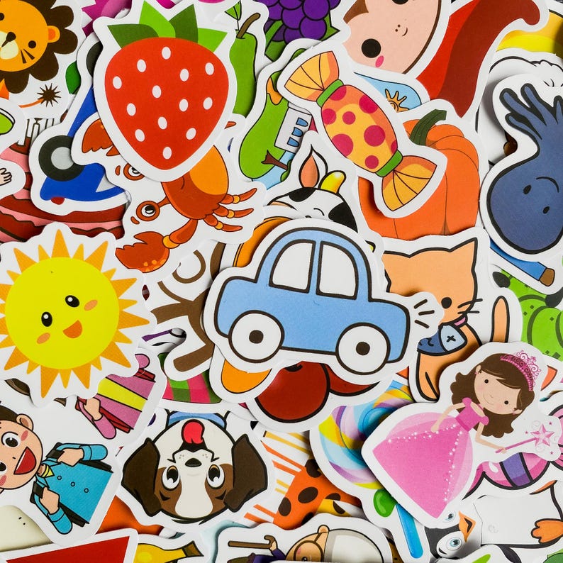 50PCS Cartoon Animal Stickers, Lively Kids Stickers, Playful Rainbow ...