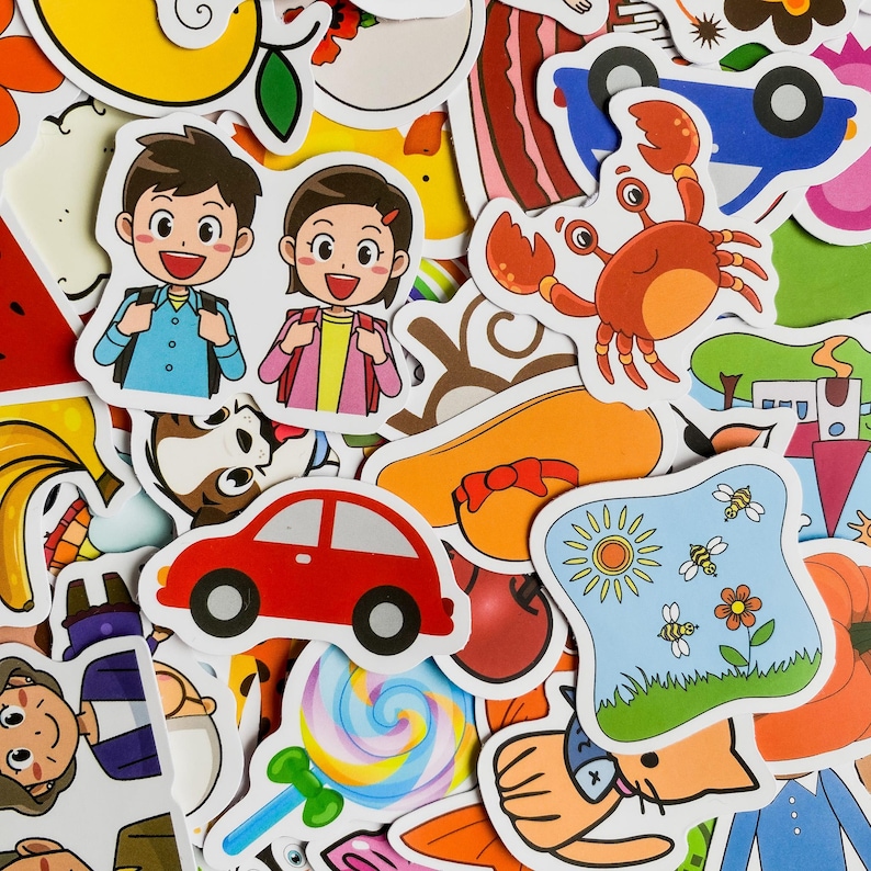 50PCS Cartoon Animal Stickers, Lively Kids Stickers, Playful Rainbow ...