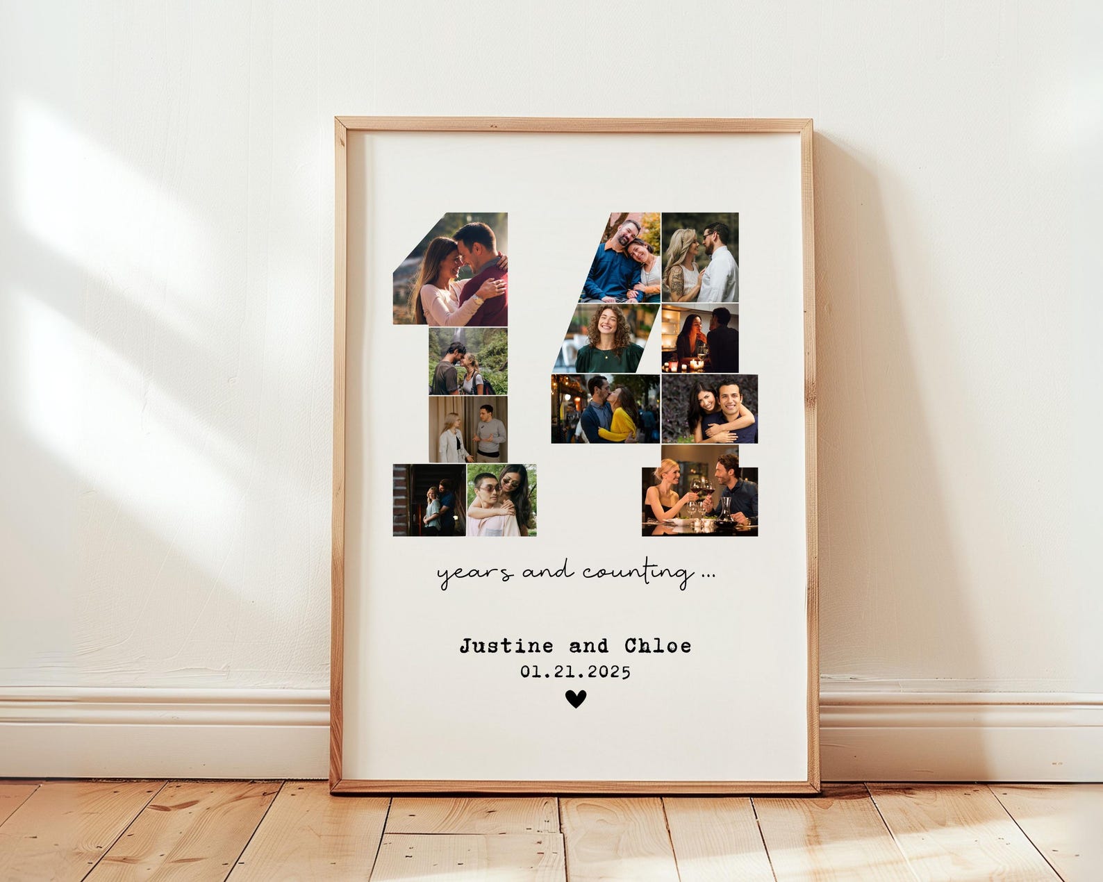 DIGITAL 14th Anniversary Photo Collage Template, 14 Years Gift for ...