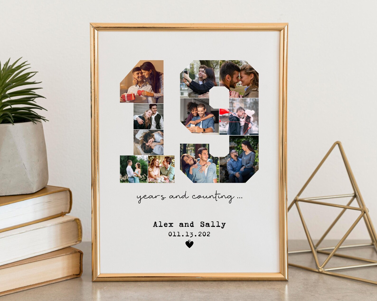 DIGITAL 19th Anniversary Photo Collage Template, 19 Year Gift for ...