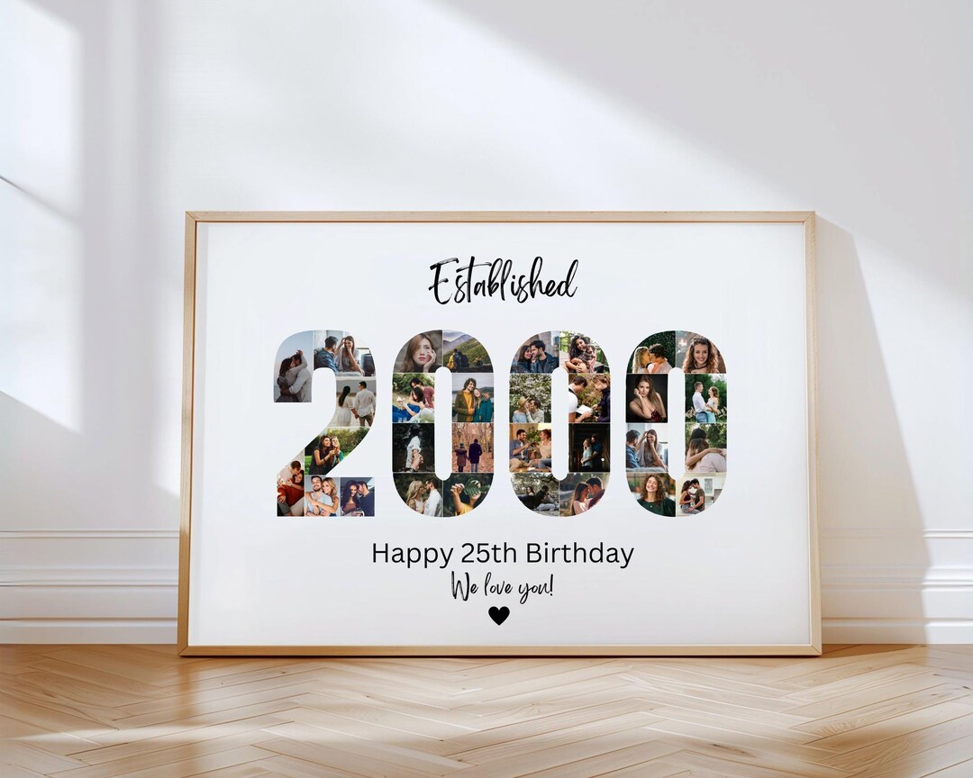 DIGITAL Year 2000 Photo Collage Template, 25th Birthday Gift for Him ...