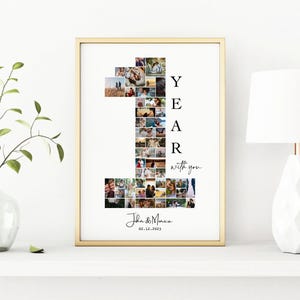 DIGITAL 1st Anniversary Photo Collage Template, 1 Year Gift for ...