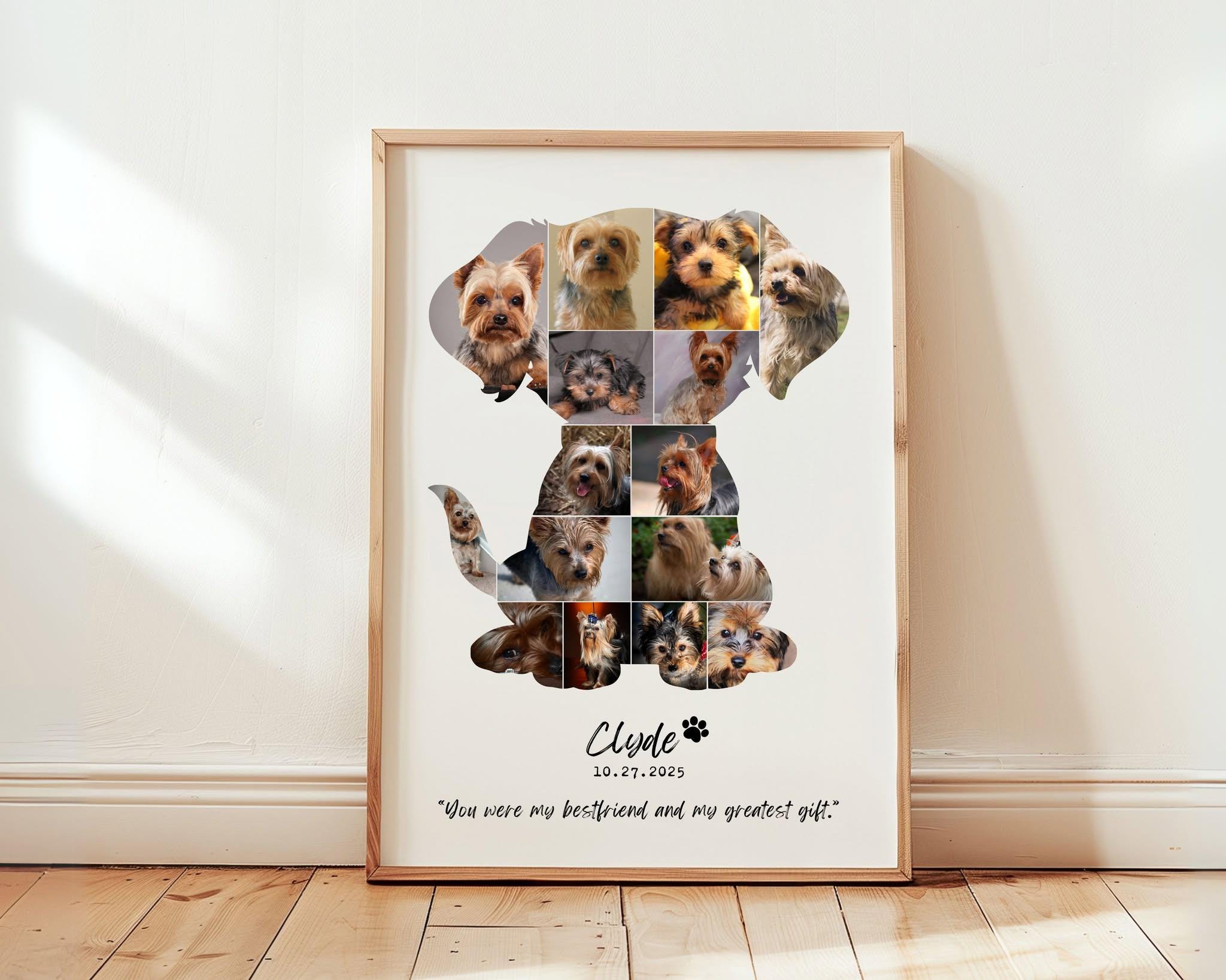 DIGITAL Yorkie Gift for Dog Memorial Photo Collage Template ...