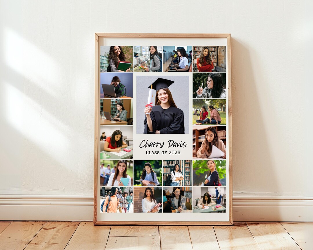 DIGITAL Graduation Class of 2025 Photo Collage Template, School Year ...