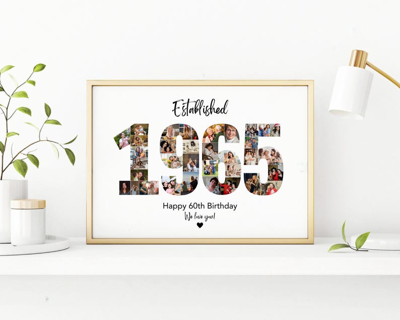 DIGITAL 1965 Photo Collage Template, 60th Birthday Gift for Him ...