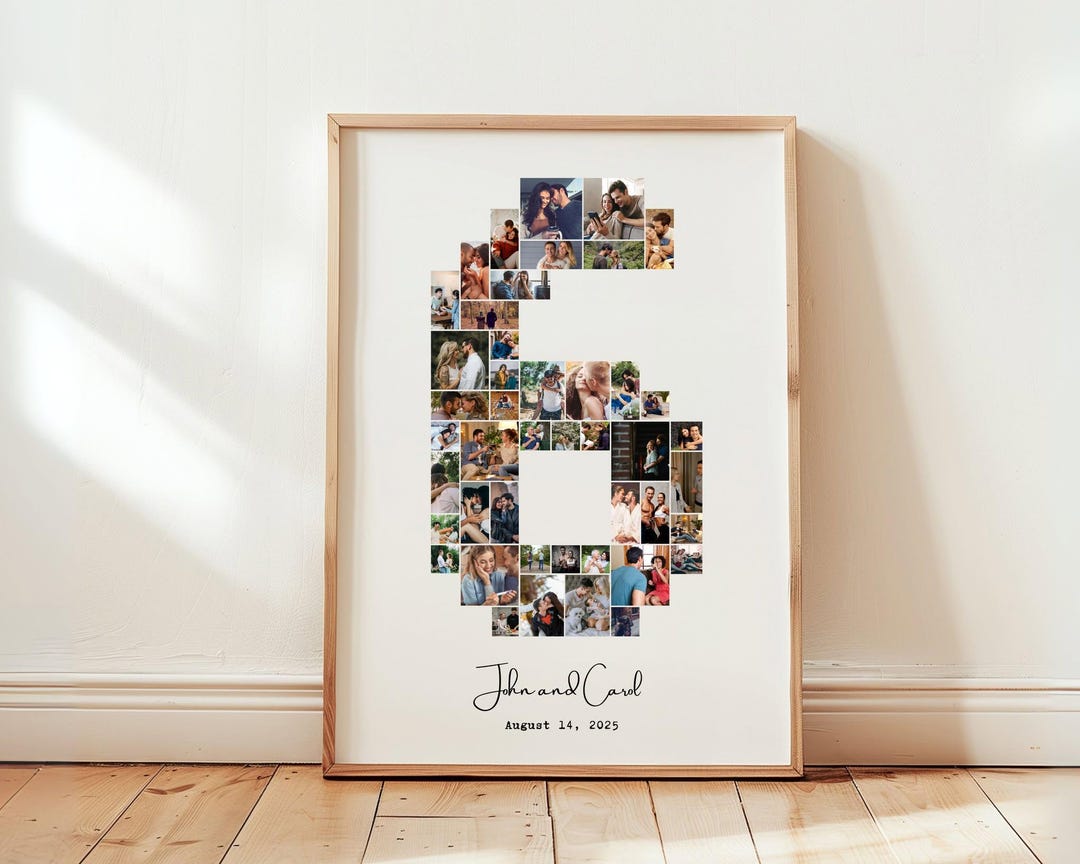 DIGITAL 6th Anniversary Photo Collage Template, 6 Year Gift for ...