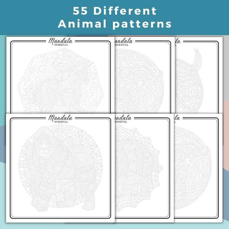 112 Pages Intermediate Coloring & Tracing Animal Mandala Coloring Book ...