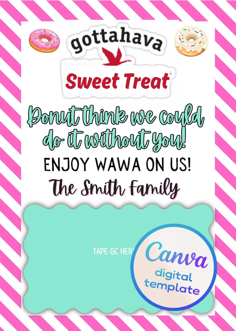 Wawa Teacher Appreciation Gift Card Holder Bundle Editable Text - Etsy