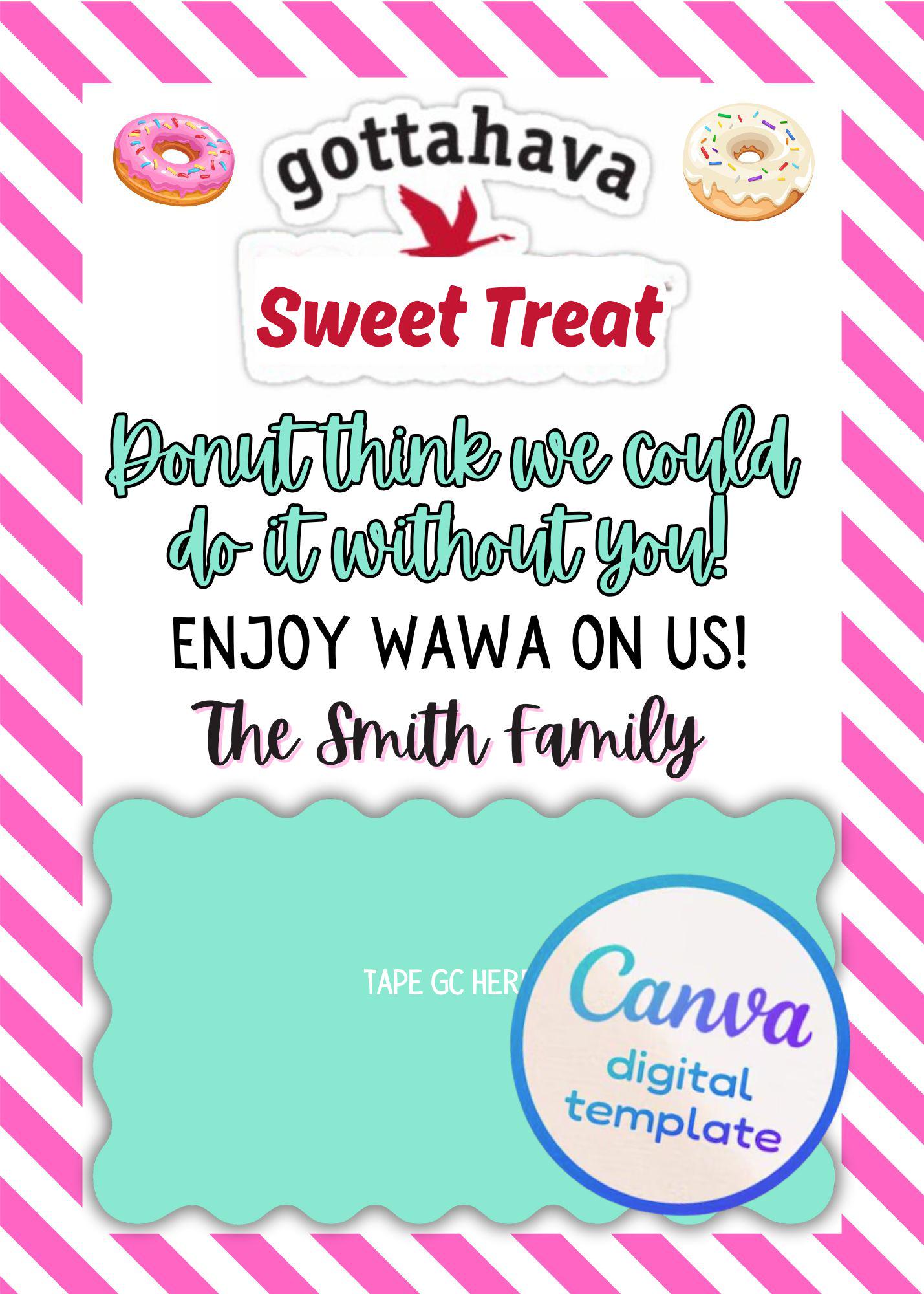 Wawa Teacher Appreciation Gift Card Holder Bundle Editable Text - Etsy