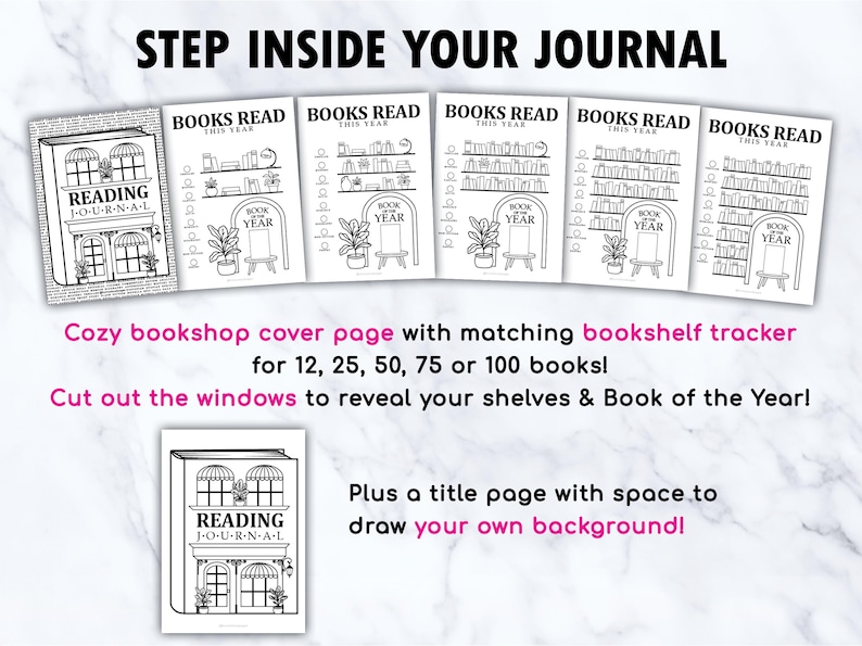 Reading Journal Cover and Bookshelf Tracker (printable PDF) - Etsy