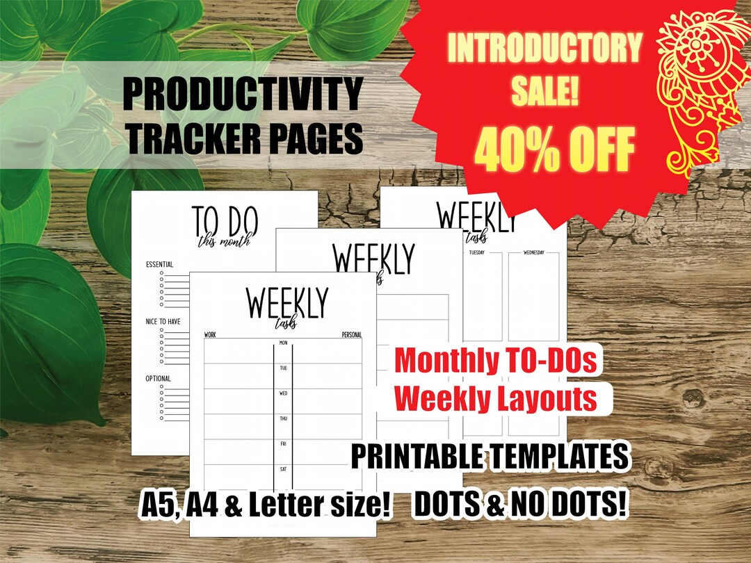 Productivity Bundle - PRINTABLE Digital Journal Pages, Monthly To-do ...