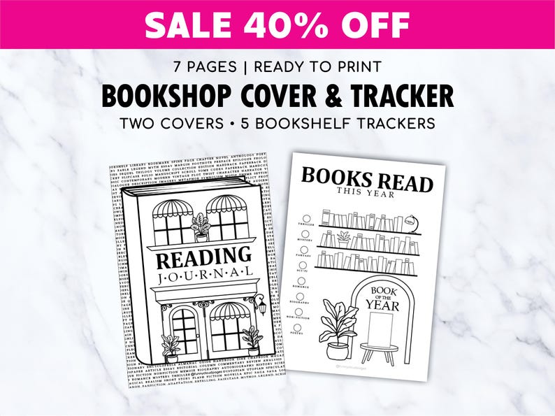 Reading Journal Cover and Bookshelf Tracker (printable PDF) - Etsy