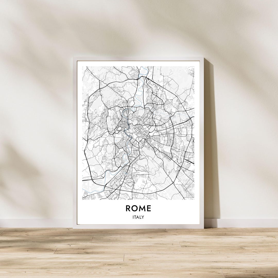 Rome Map Print, Rome Minimalistic Map Poster, Road Map Art, Home Decor ...