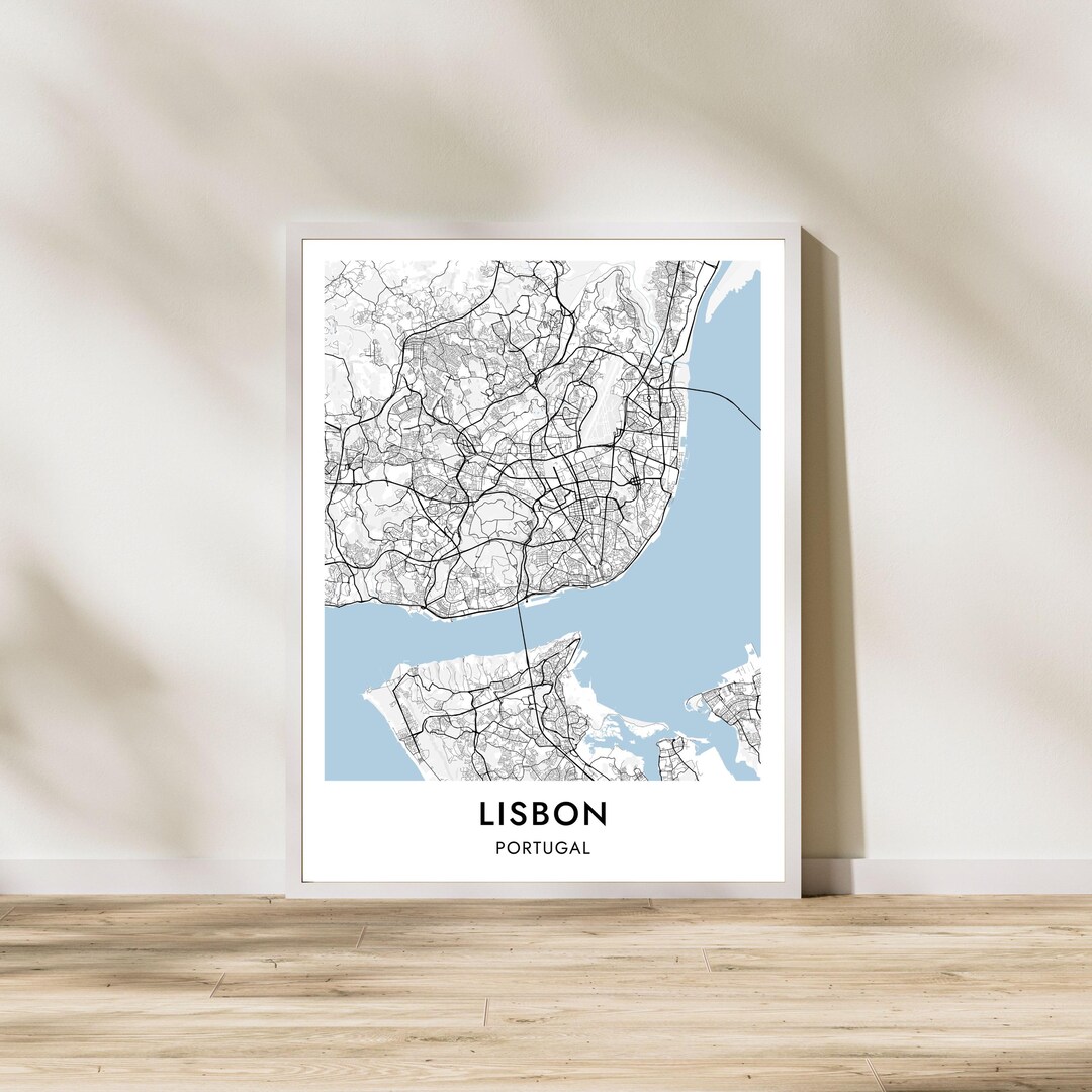 Lisbon Map Print, Lisbon Minimalistic Map Poster, Road Map Art, Home ...