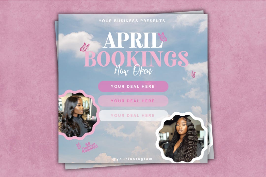 April Booking Flyer, Easter Hair Salon Special (editable Canva Template ...