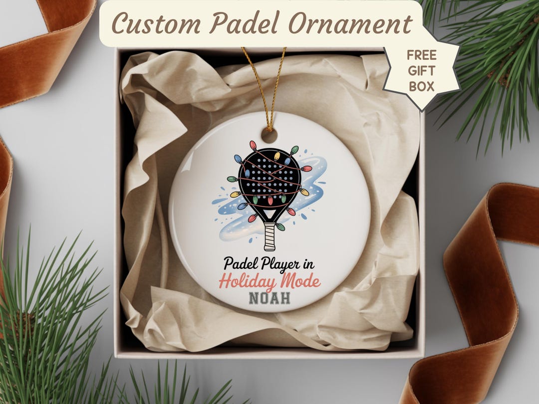 Padel Ornament, Custom Name Christmas Decor, Padel Racket Holiday Gift ...